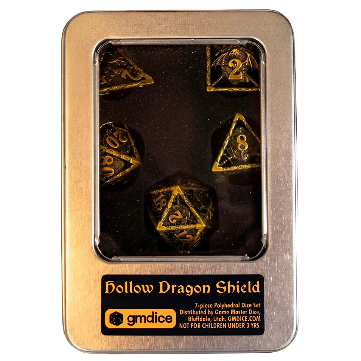 Hollow Dragon Shield Dice Set (7 Dice, Polyhedral) — Poggers