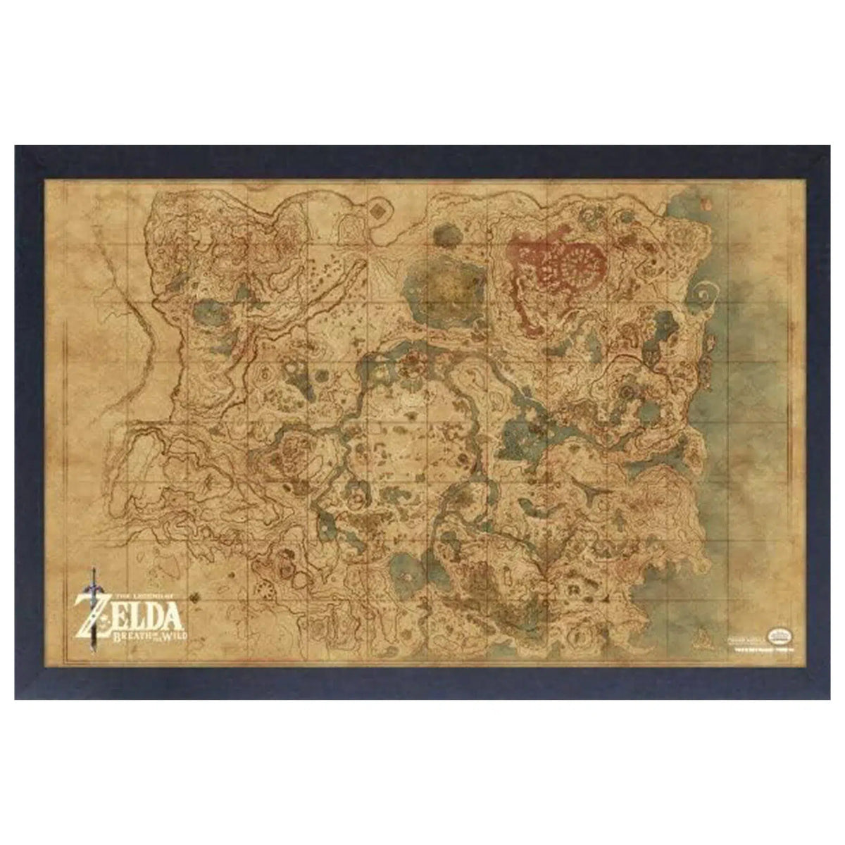 The Legend of Zelda: Breath of the Wild - Map of Hyrule Framed Poster ...