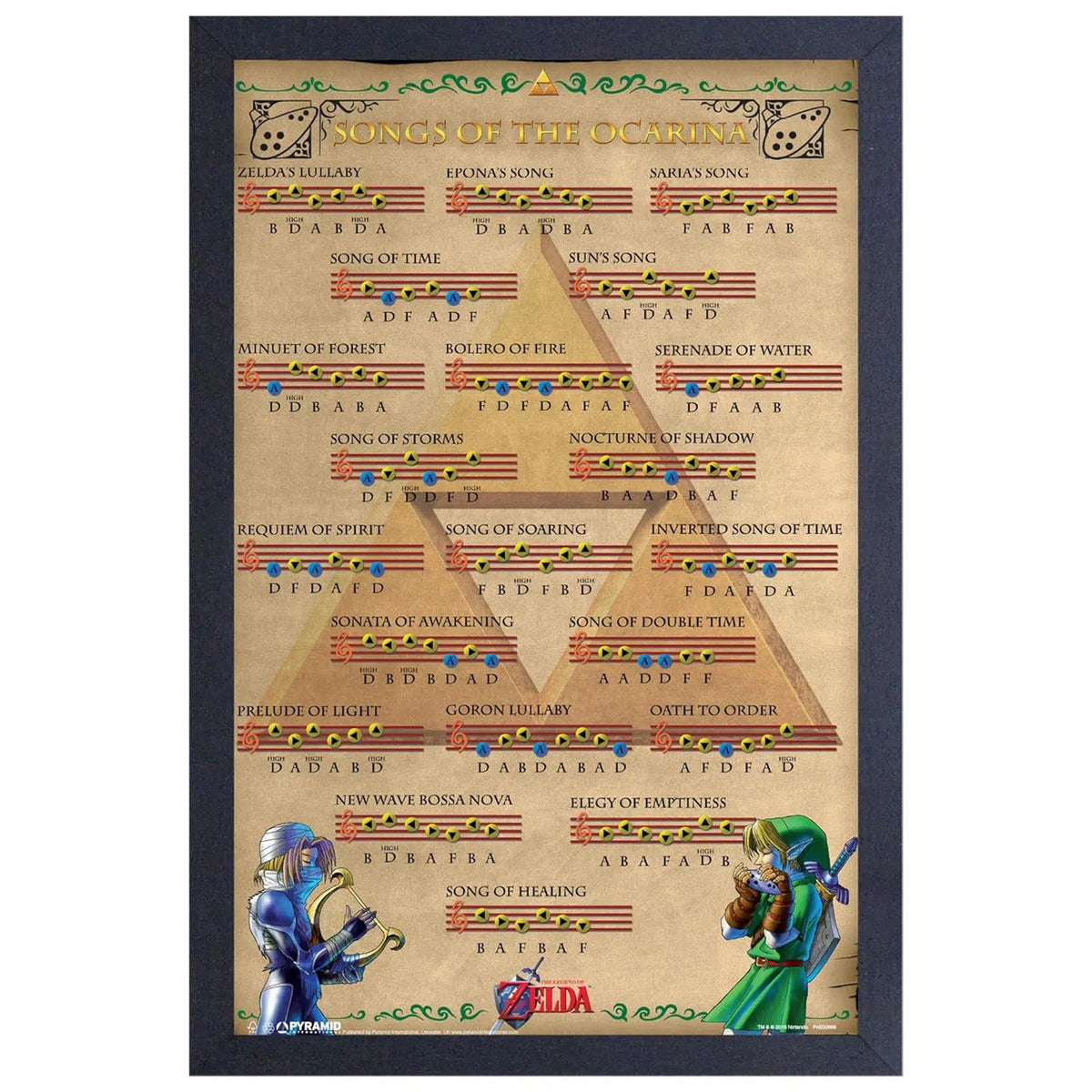 The Legend of Zelda: Ocarina of Time - Songs of the Ocarina Framed Pos ...